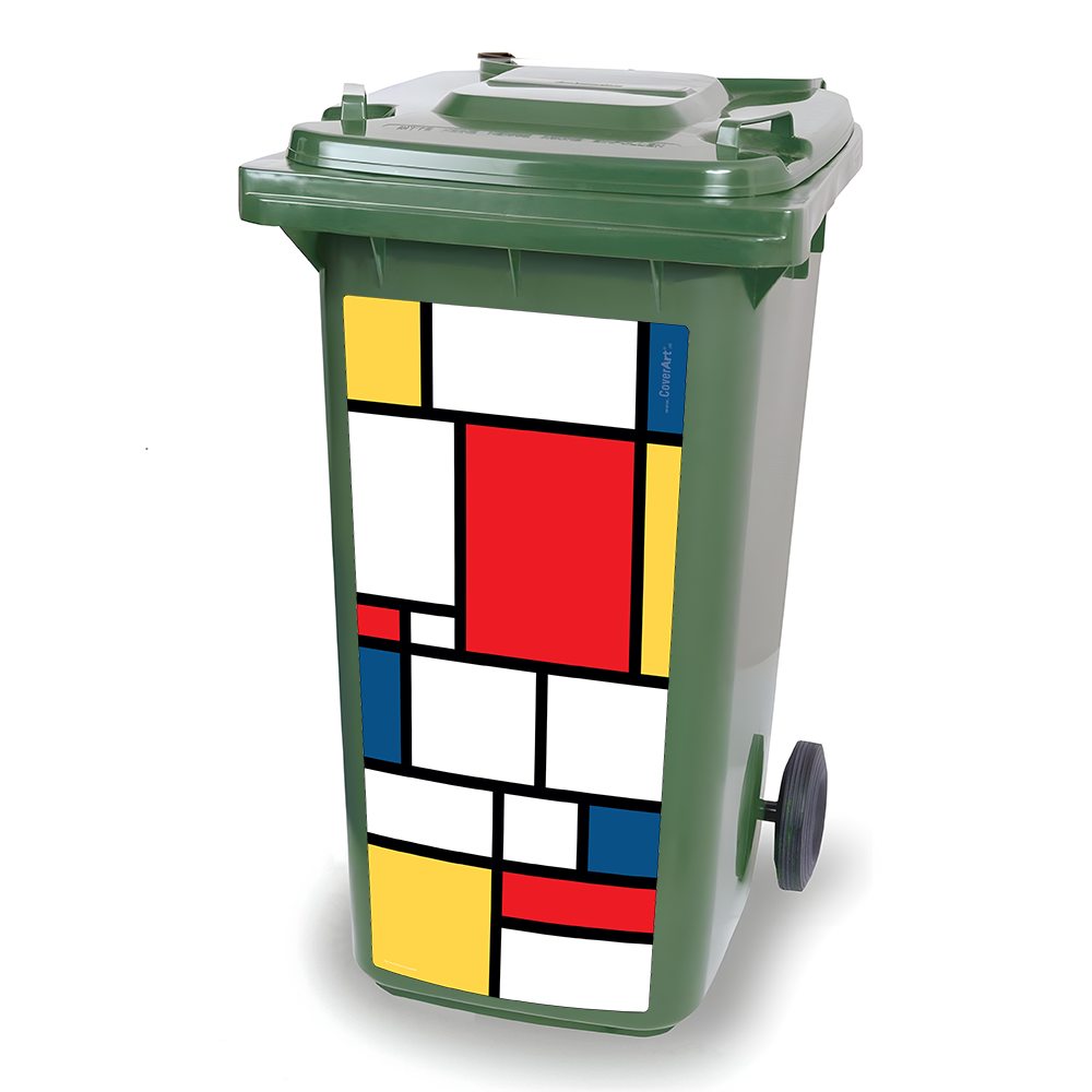 Kliko sticker - Mondriaan Tableau I - container sticker - afvalbak - v ...